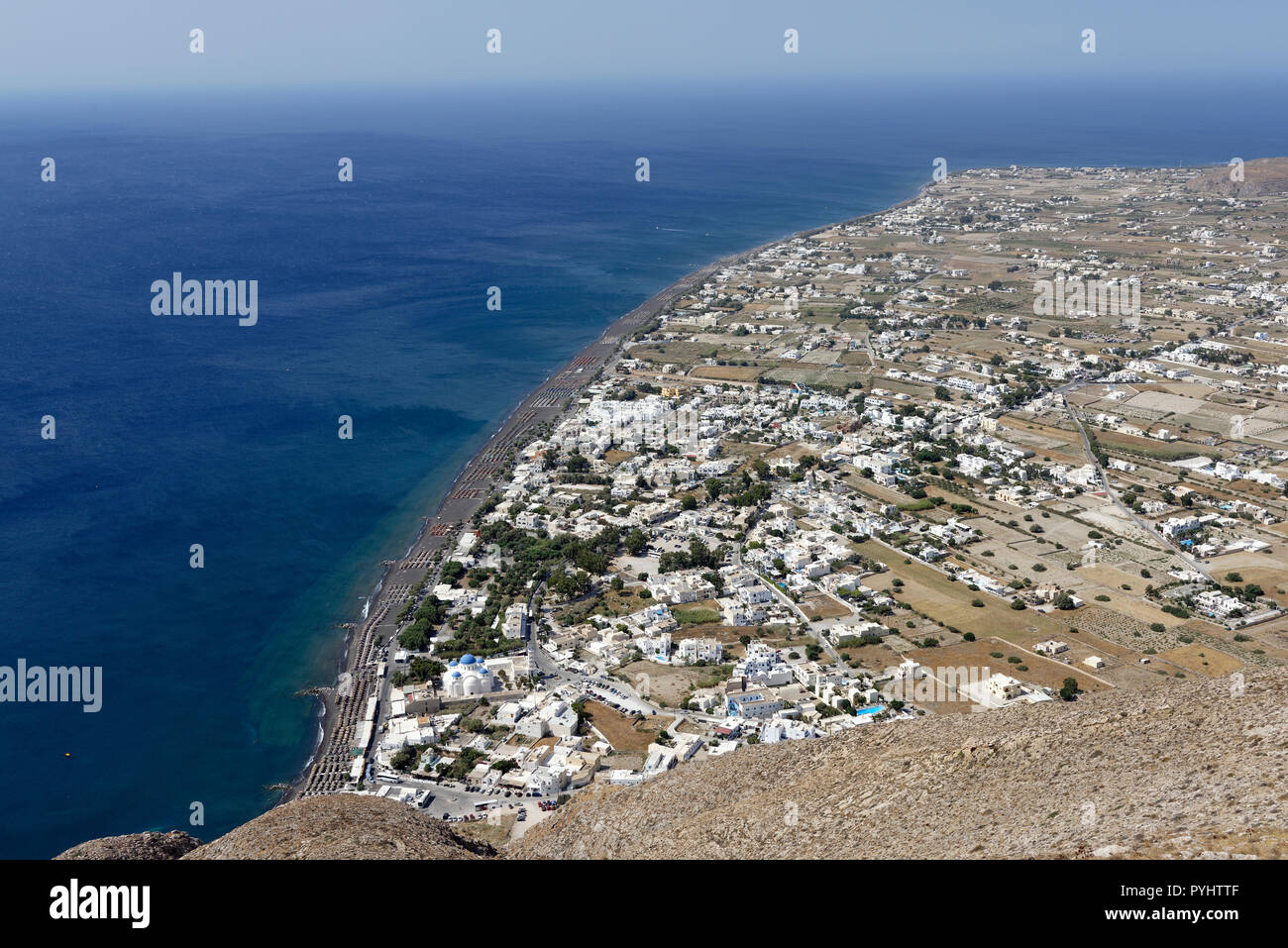 View from Ancient Thera on the summit of Mt Profitis Ilias of the ...
