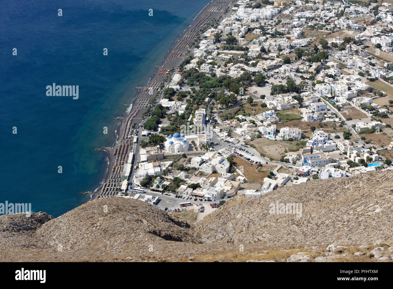 View from Ancient Thera on the summit of Mt Profitis Ilias of the ...