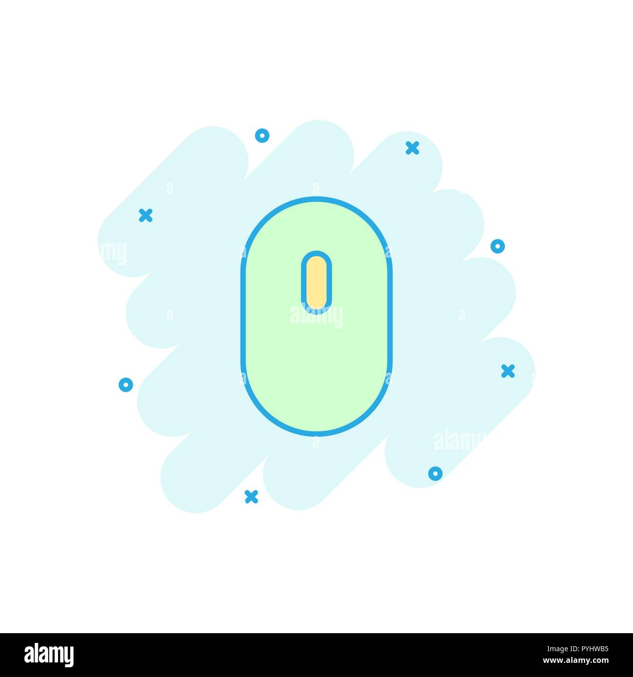 Vector cartoon computer mouse icon in comic style. Computer cursor sign ...