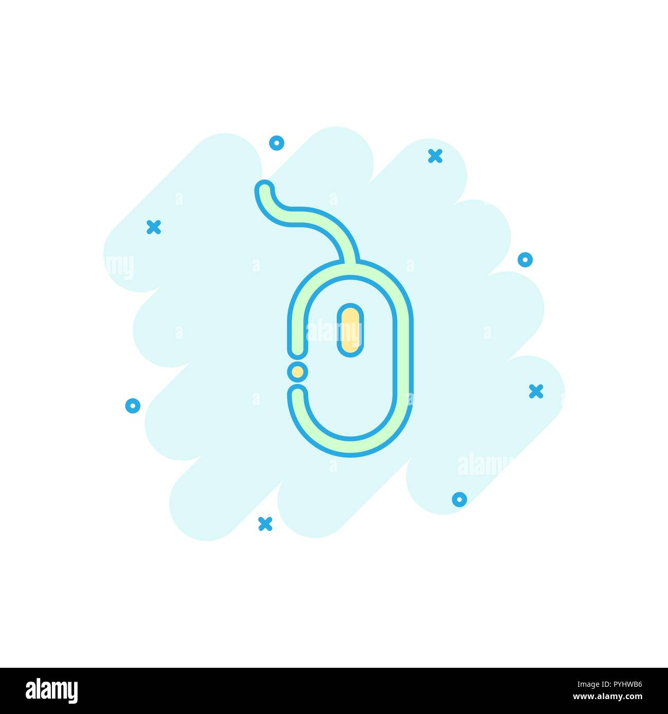 Vector cartoon computer mouse icon in comic style. Computer cursor sign ...