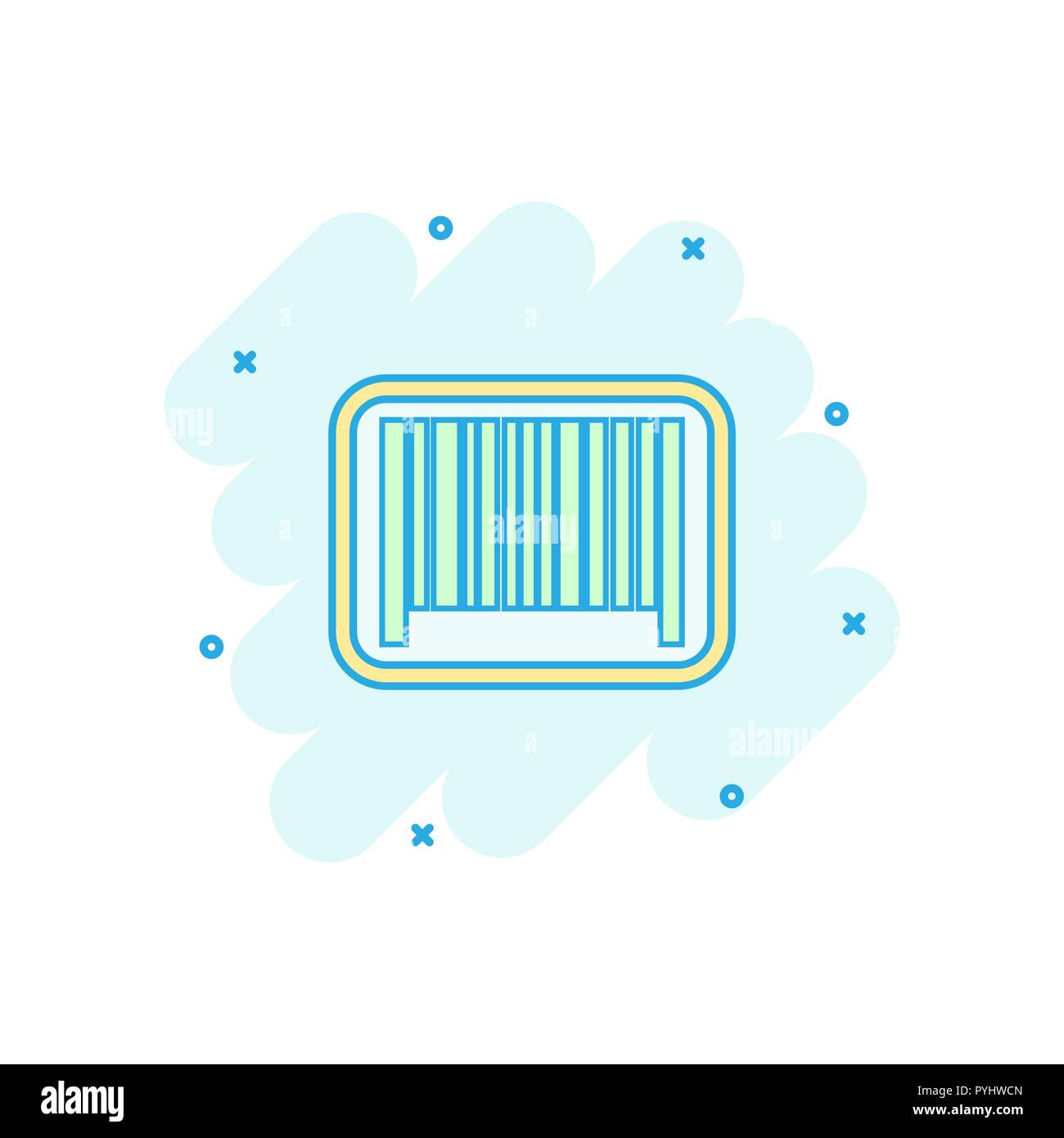Vector cartoon barcode product distribution icon in comic style ...
