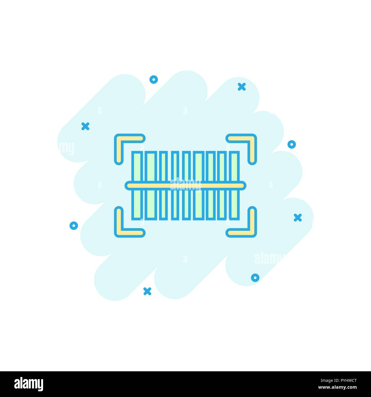 Vector cartoon barcode product distribution icon in comic style ...