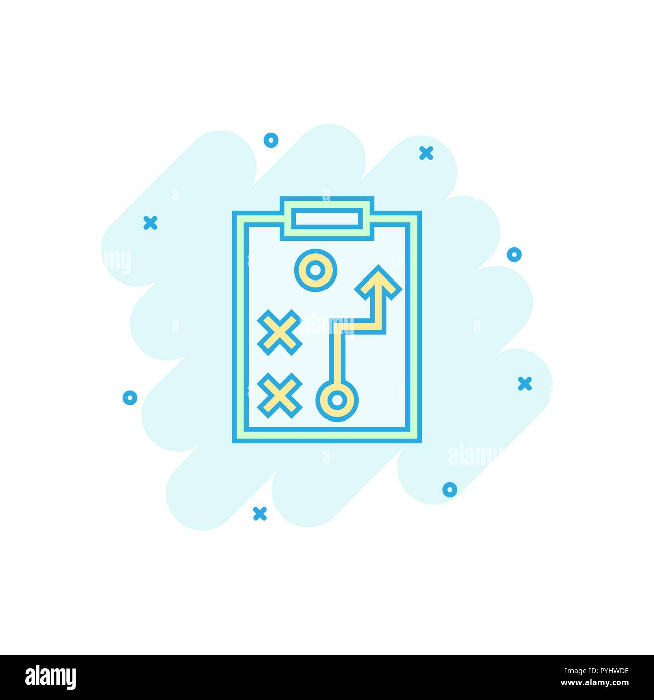 Vector cartoon tactical plan document icon in comic style. Strategy ...