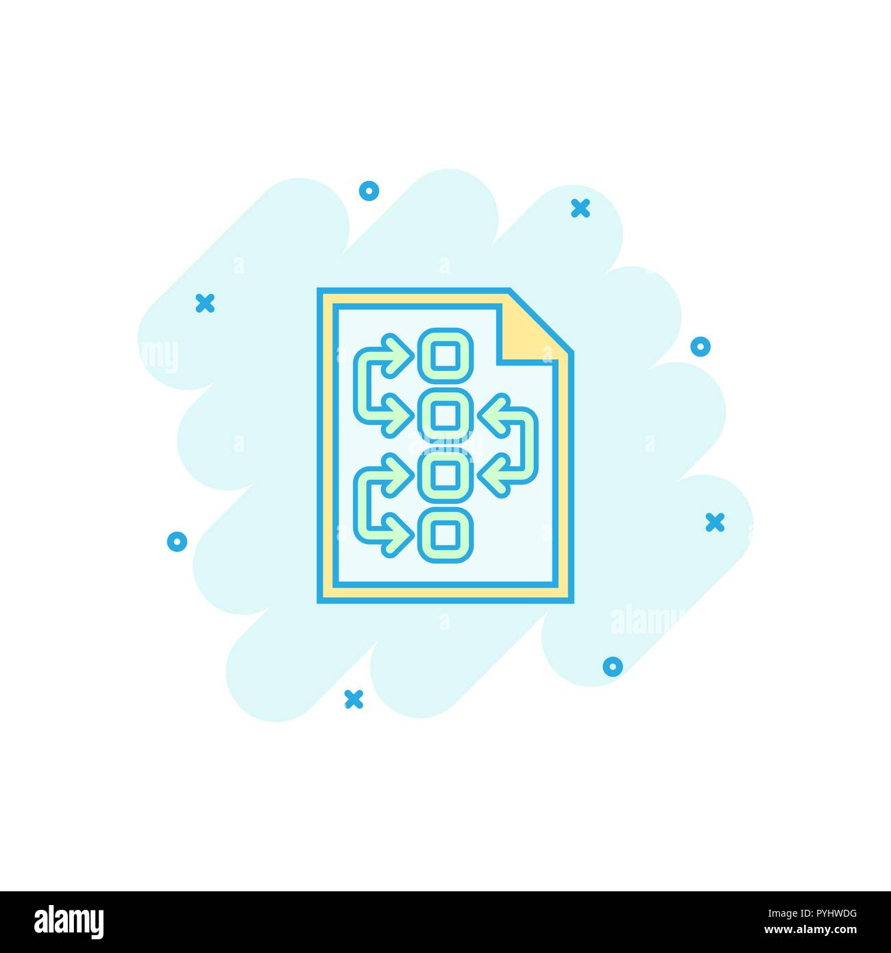 Vector cartoon tactical plan document icon in comic style. Strategy ...