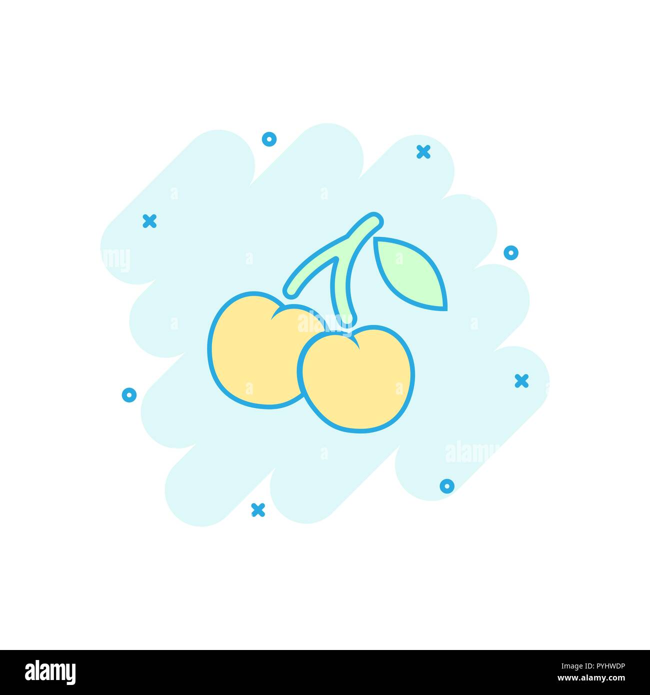 Vector cartoon cherry berry icon in comic style. Sweet food concept ...