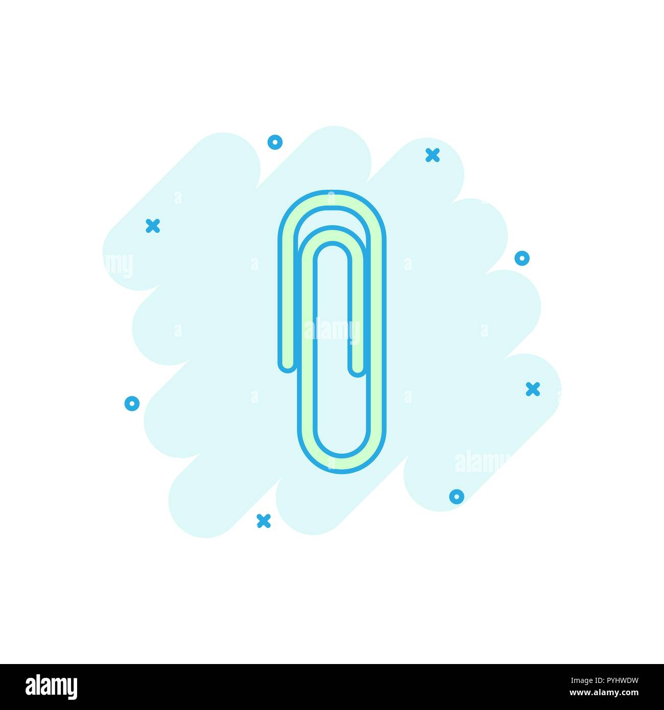 Vector cartoon paper clip attachment icon in comic style. Paperclip ...