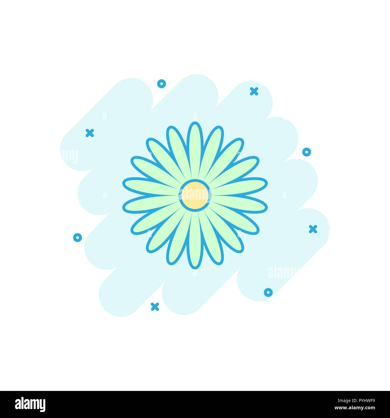 Vector cartoon chamomile flower icon in comic style. Daisy concept ...