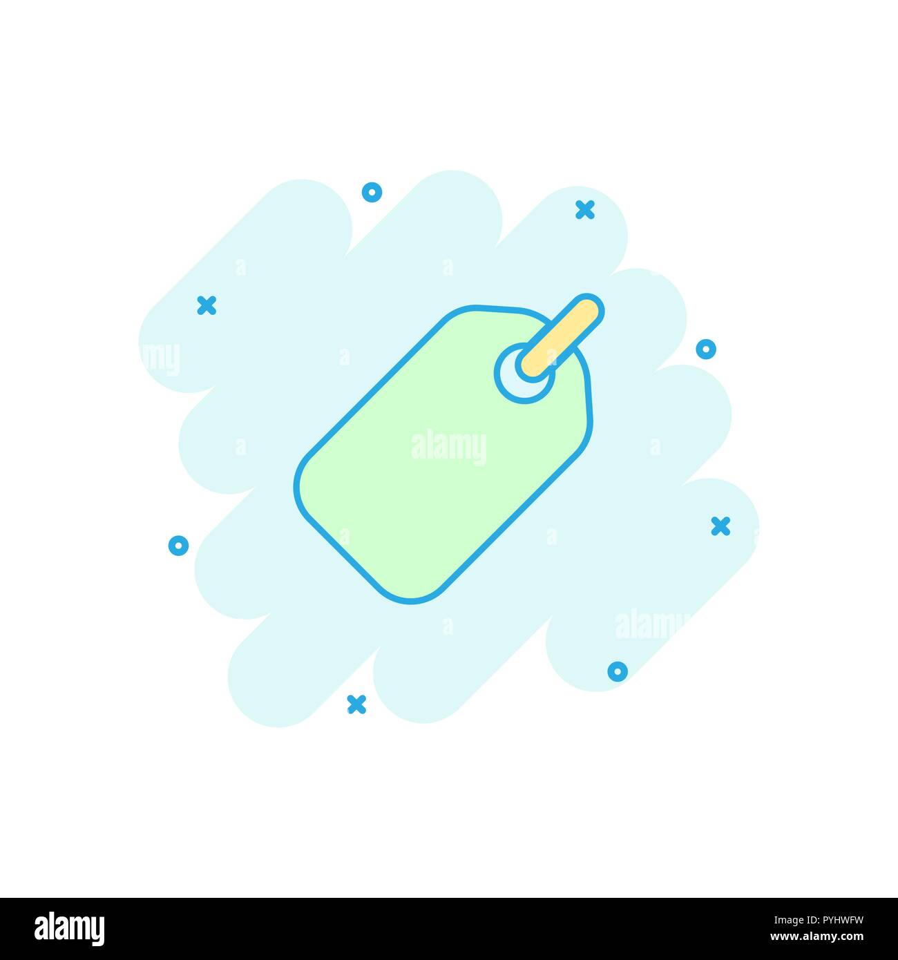 Vector cartoon empty tag icon in comic style. Price sale concept ...