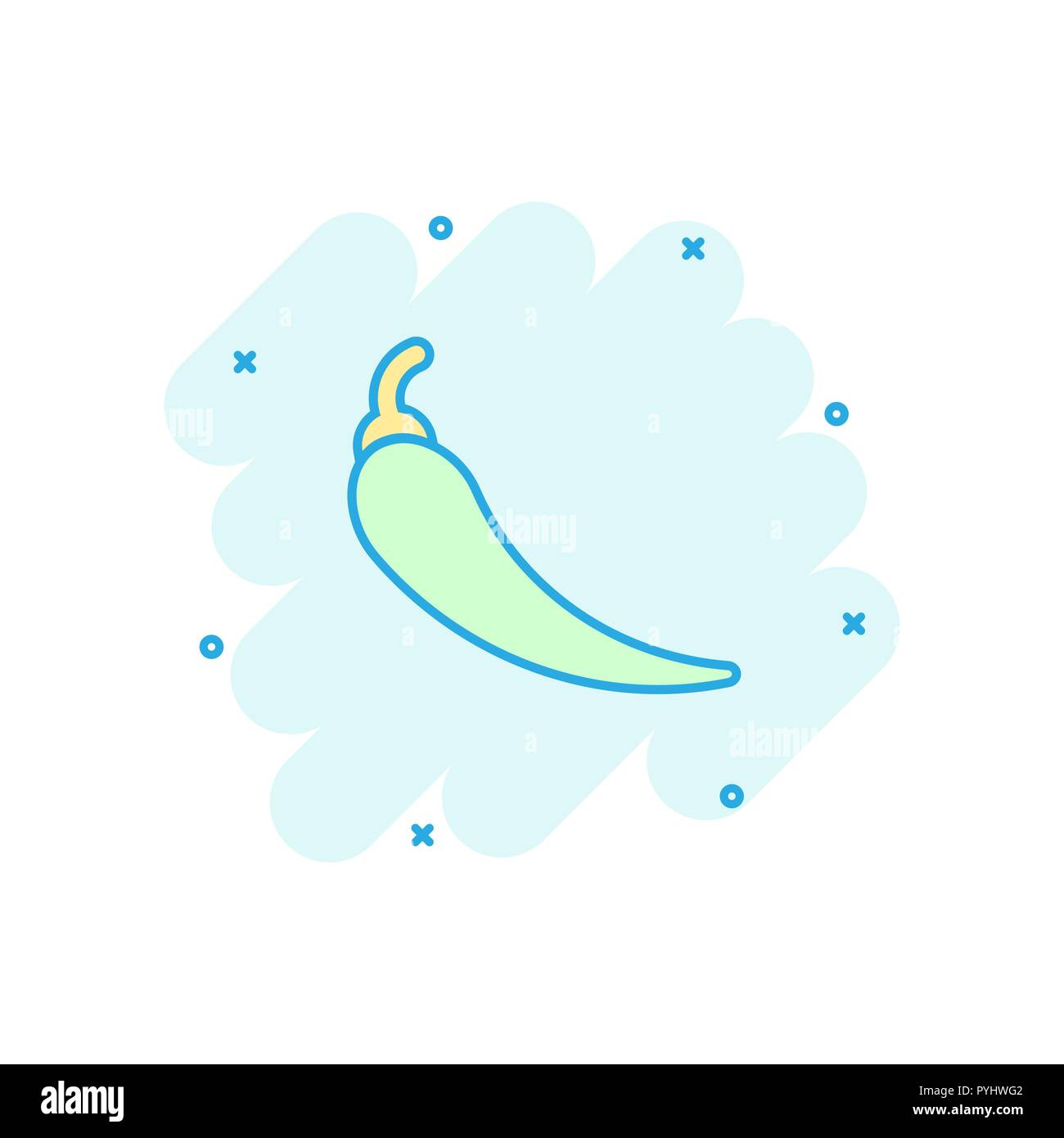 Vector cartoon chili pepper icon in comic style. Spicy peppers concept ...