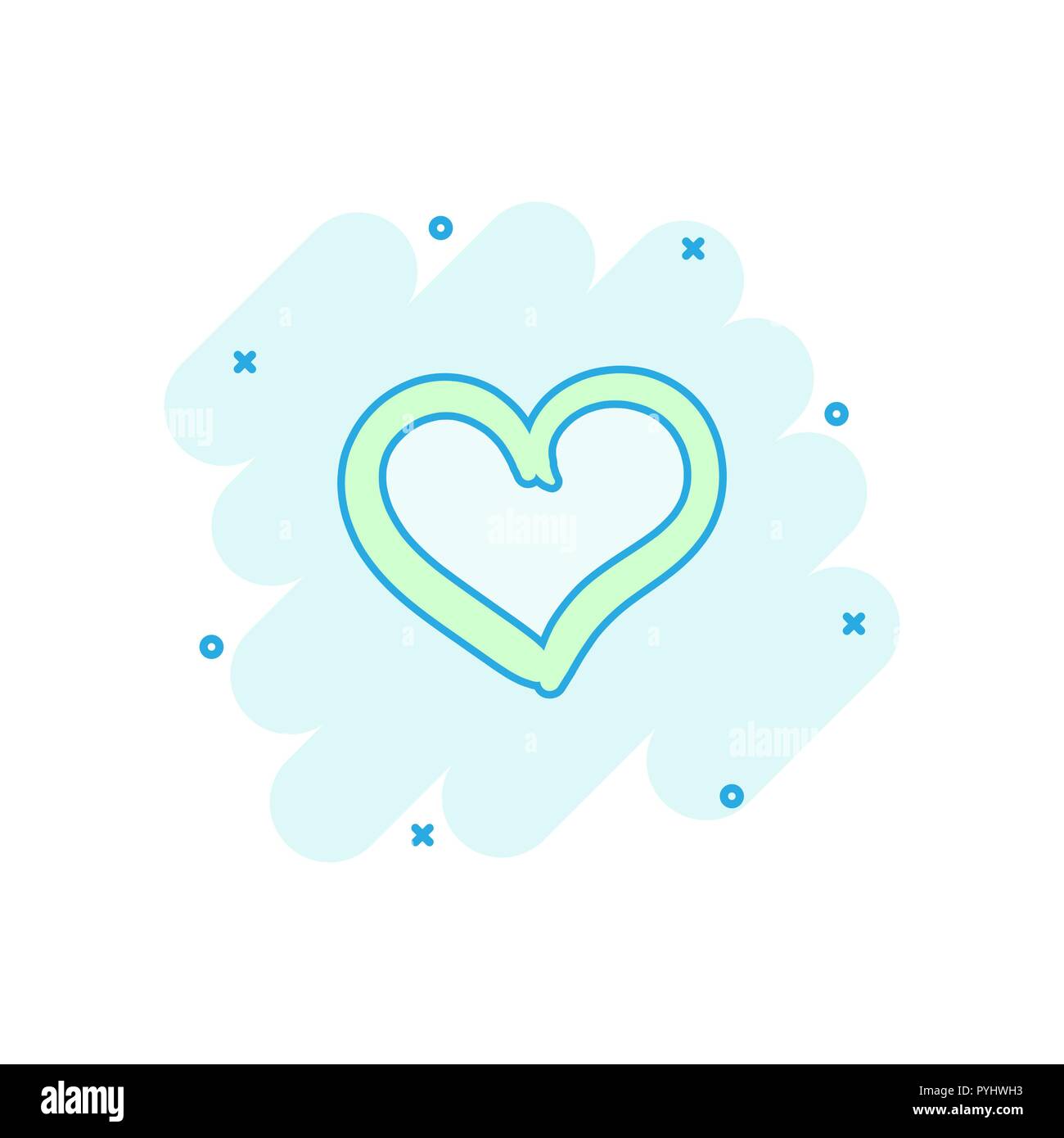 Vector cartoon hand drawn heart icon in comic style. Love sketch doodle ...
