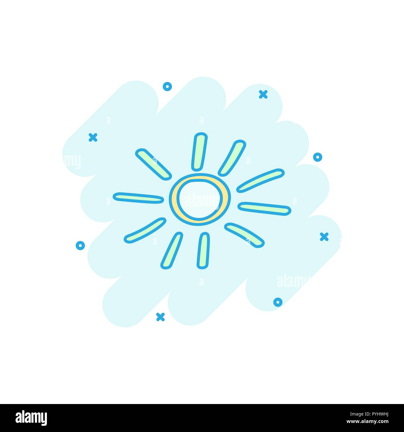 Vector cartoon hand drawn sun icon in comic style. Sun sketch doodle ...