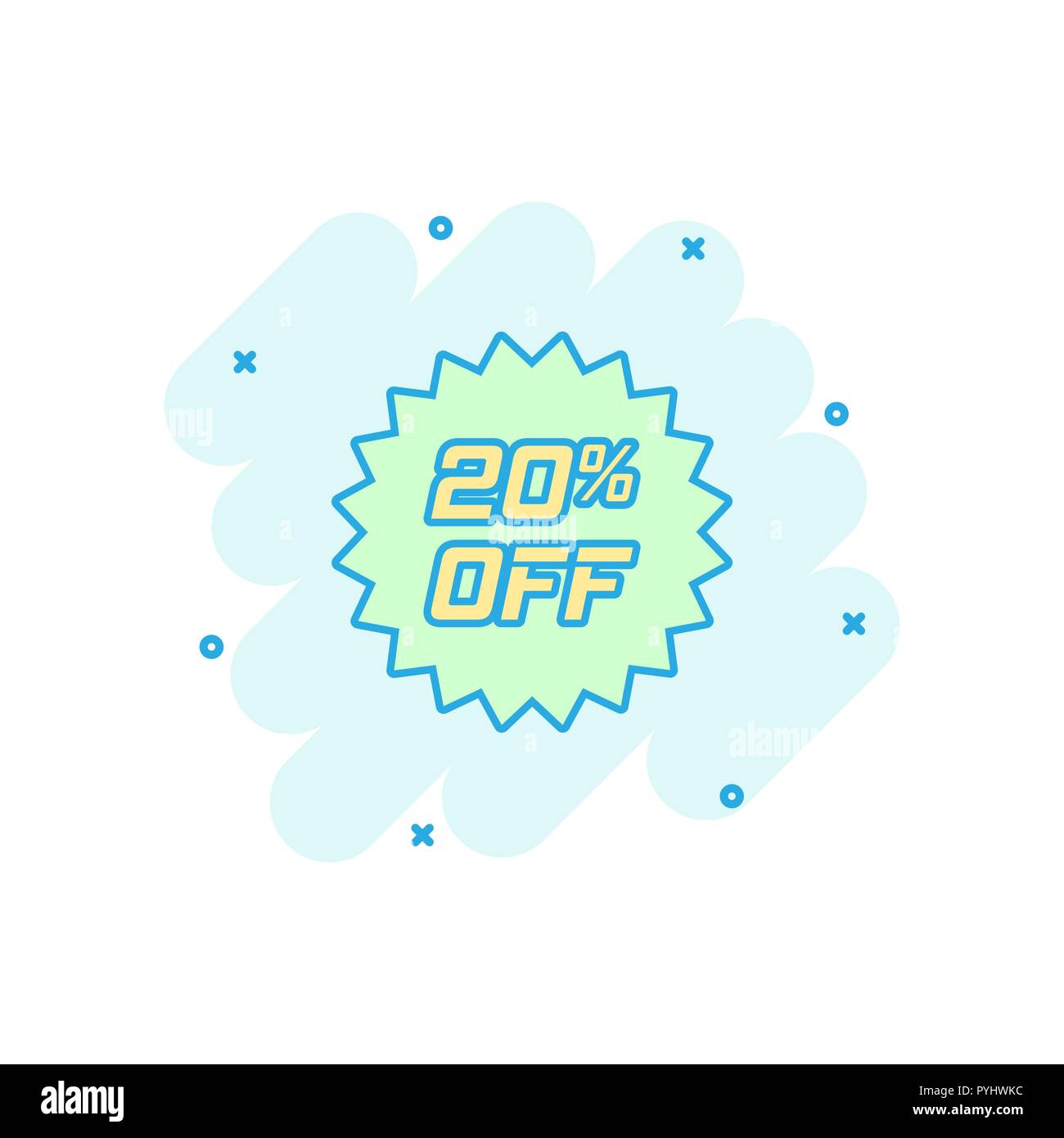Vector cartoon discount sticker icon in comic style. Sale tag ...