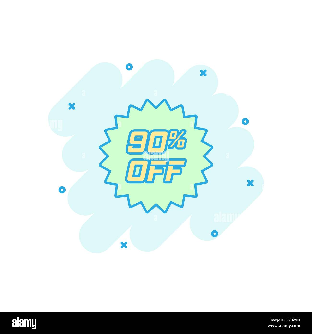 Vector cartoon discount sticker icon in comic style. Sale tag ...