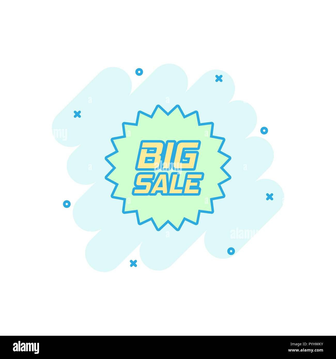 Vector cartoon discount sticker icon in comic style. Sale tag ...