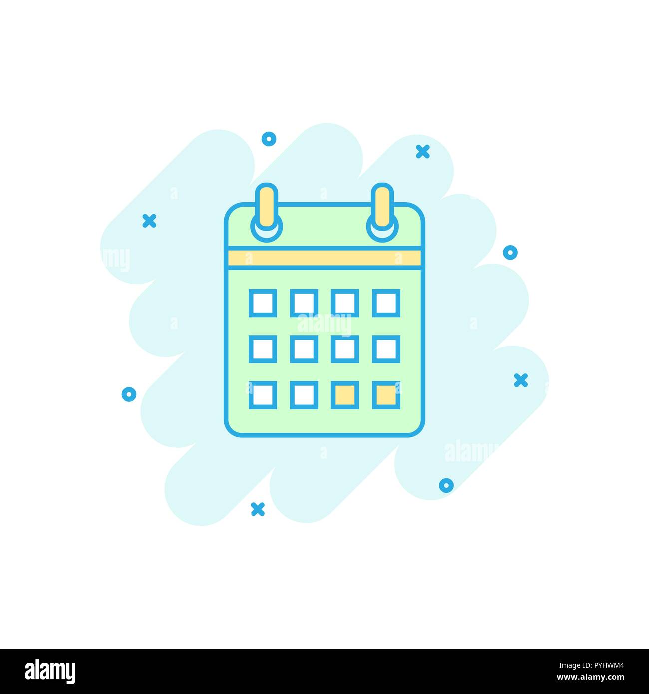 Vector cartoon calendar agenda icon in comic style. Reminder ...