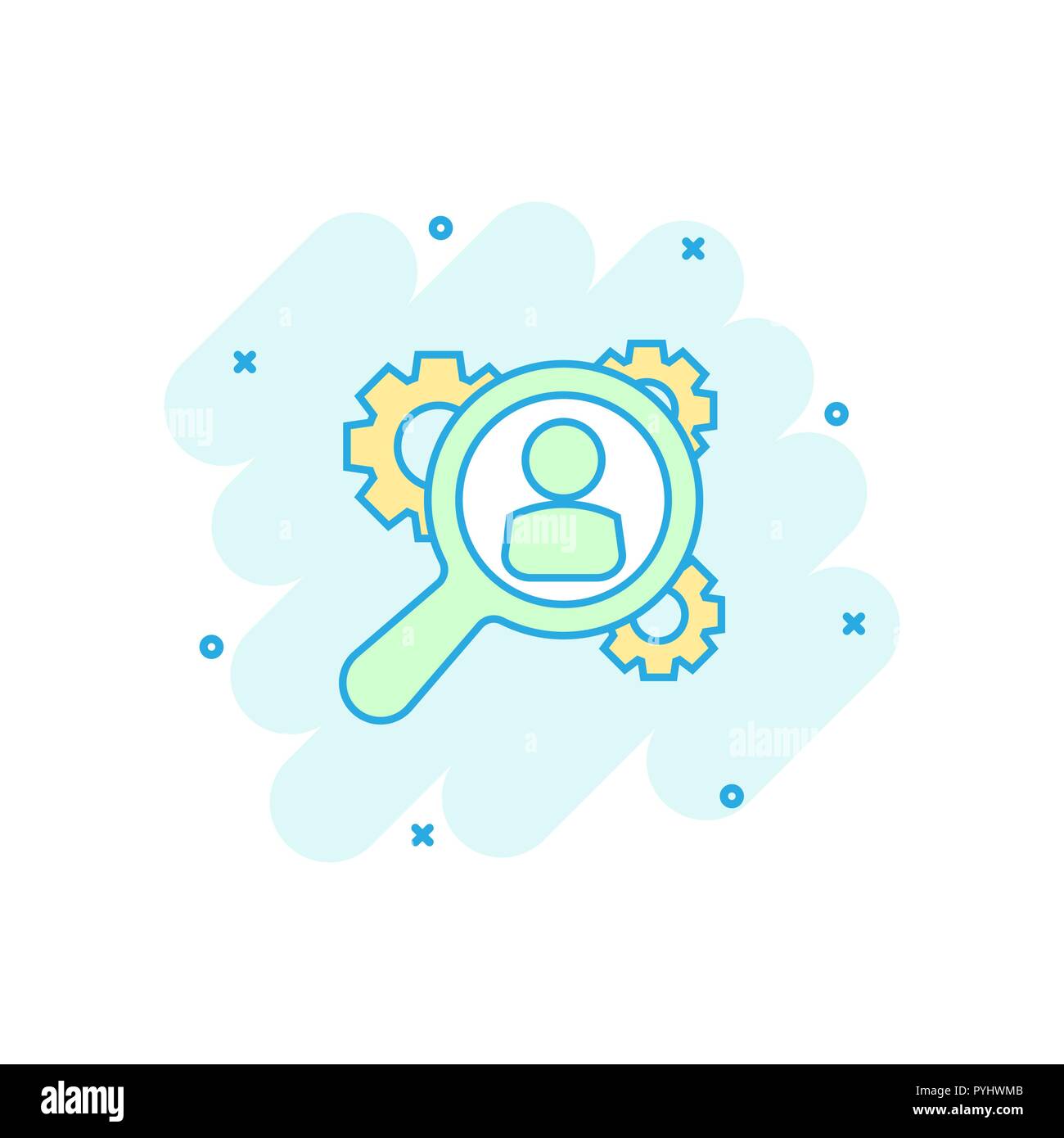 Vector cartoon human resources, recruitment, HR management icon in ...