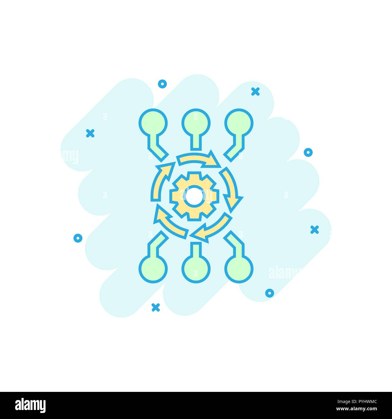Vector cartoon algorithm api software icon in comic style. Gear with ... Vector cartoon algorithm api software icon in comic style. Gear with ...