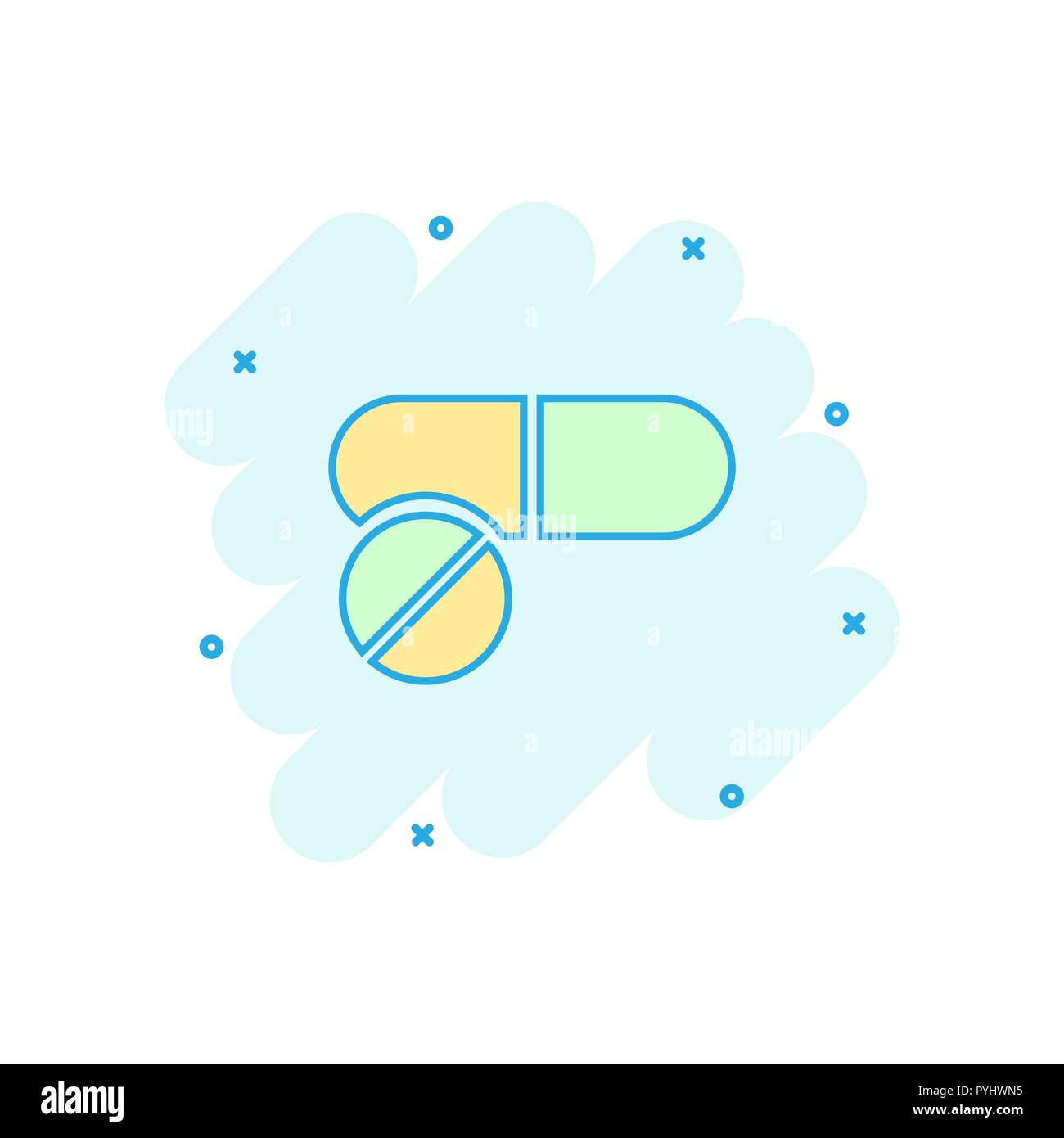 Vector cartoon capsule pills tablet icon in comic style. Medical pills ...