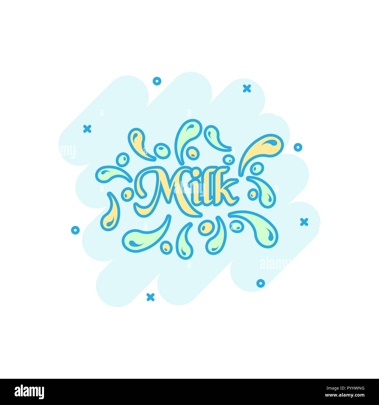 Vector cartoon milk icon in comic style. Milk drink illustration ...