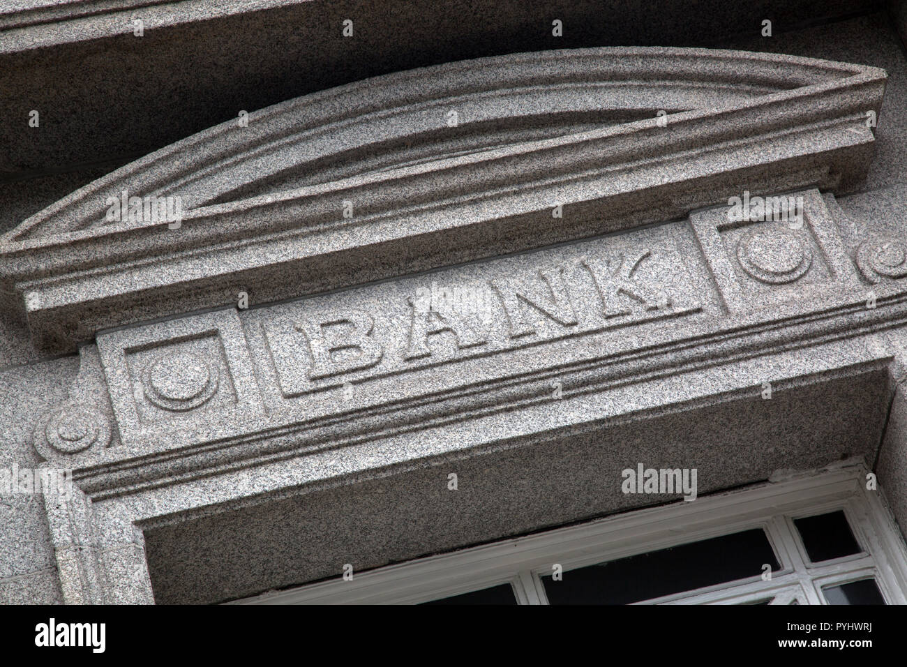 Bank Sign on Building Facade Stock Photo - Alamy