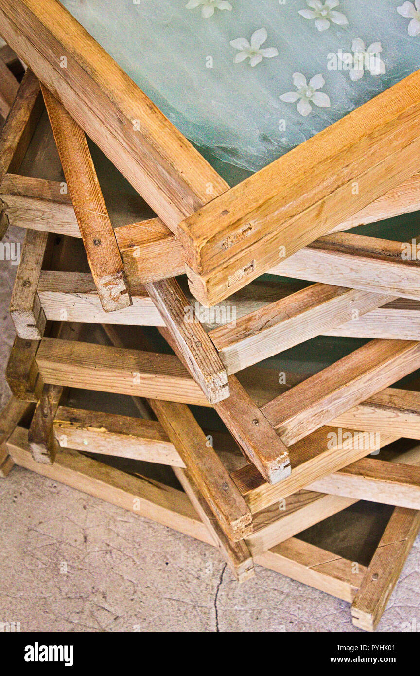 A stack of wooden boxes Stock Photo - Alamy