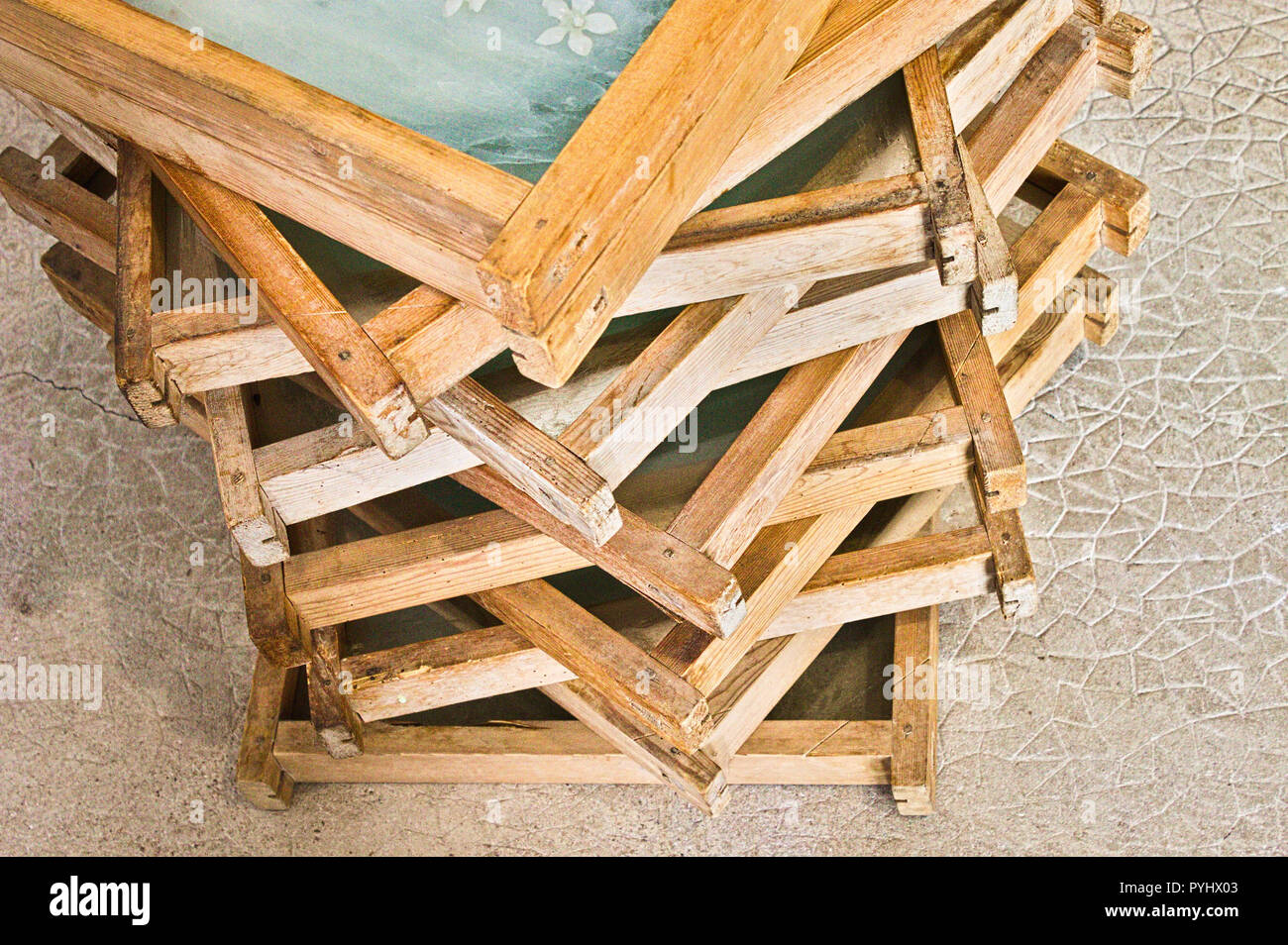A stack of wooden boxes Stock Photo - Alamy