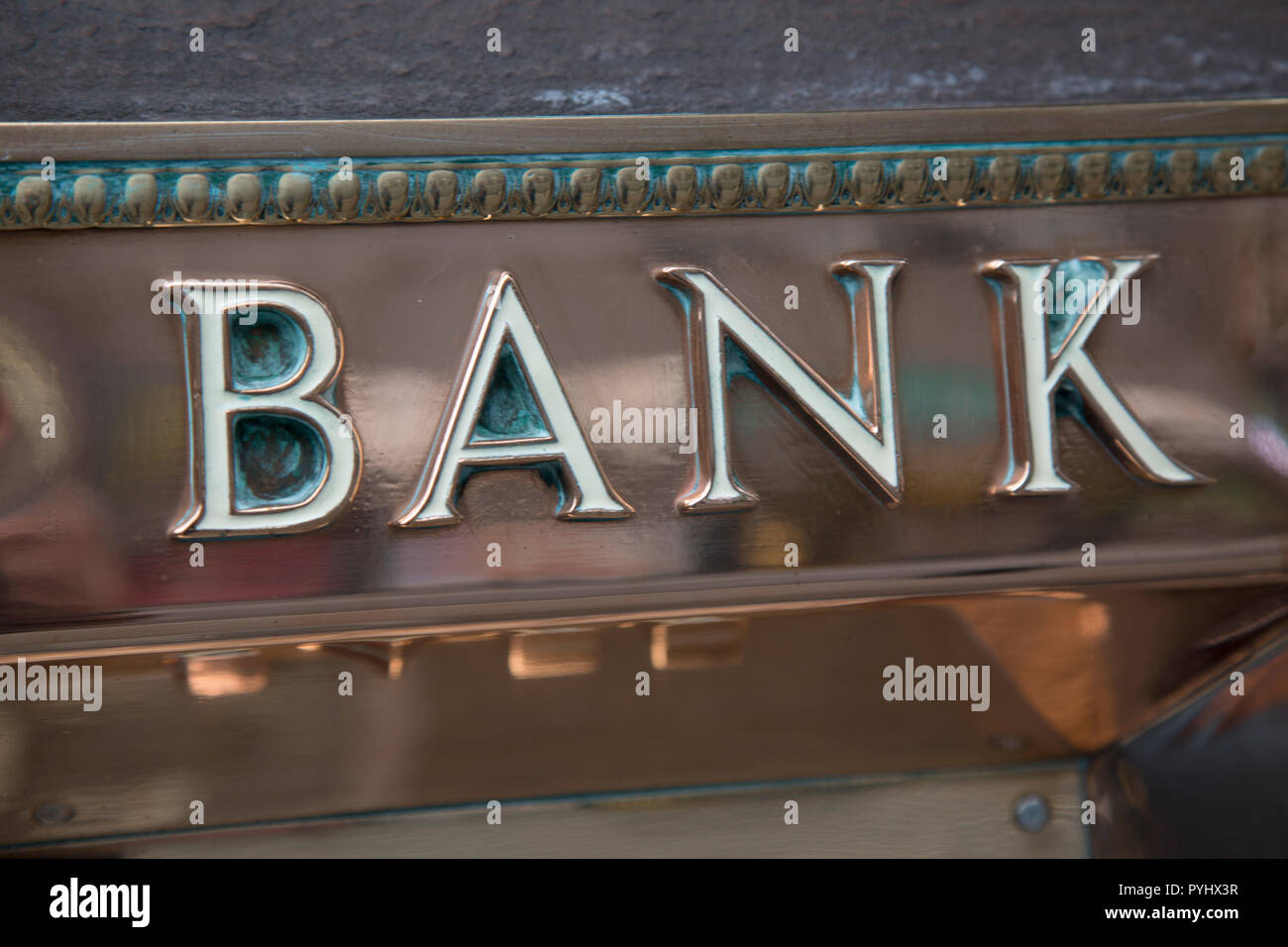 Bank Sign on Building Facade Stock Photo - Alamy