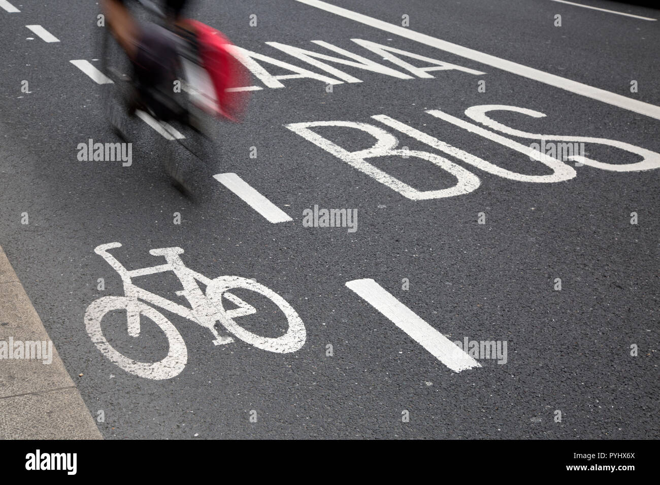 Bus Lane and Cycle Path with Cyclist; Dublin; Ireland Stock Photo - Alamy