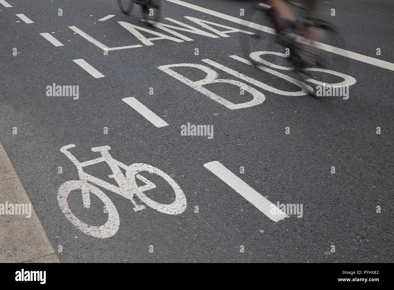 Bus Lane and Cycle Path with Cyclist in Dublin, Ireland Stock Photo - Alamy