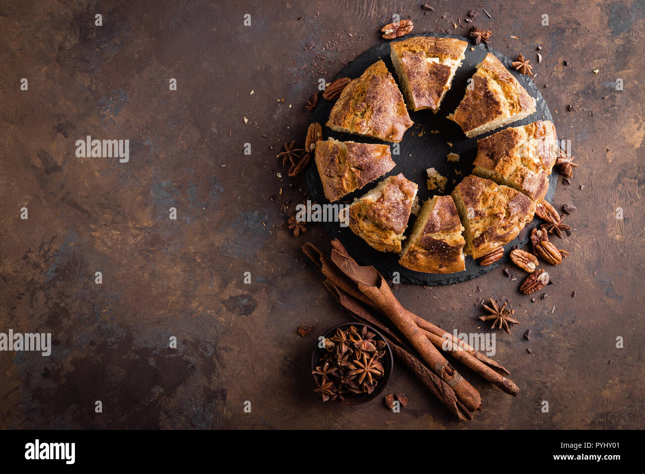 Bundt cake with cinnamon and nuts Stock Photo - Alamy