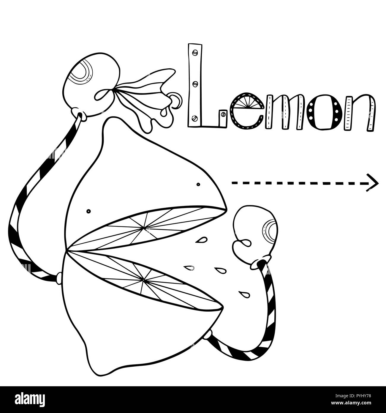 cartoon lemon in Boxing gloves and with a handkerchief on the white ...