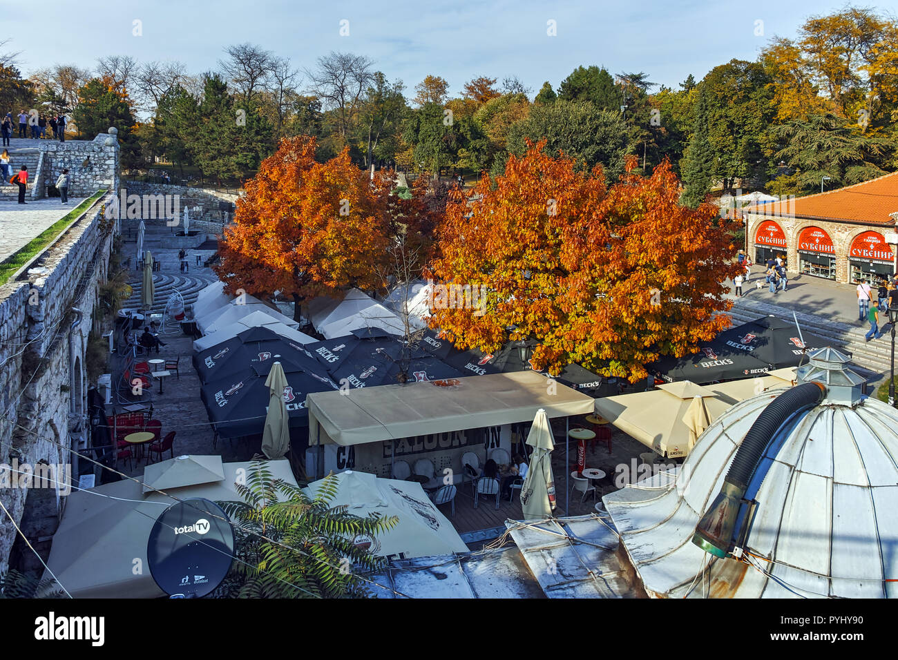 NIS, SERBIA- OCTOBER 21, 2017: Inside view of Fortress and park in City ...