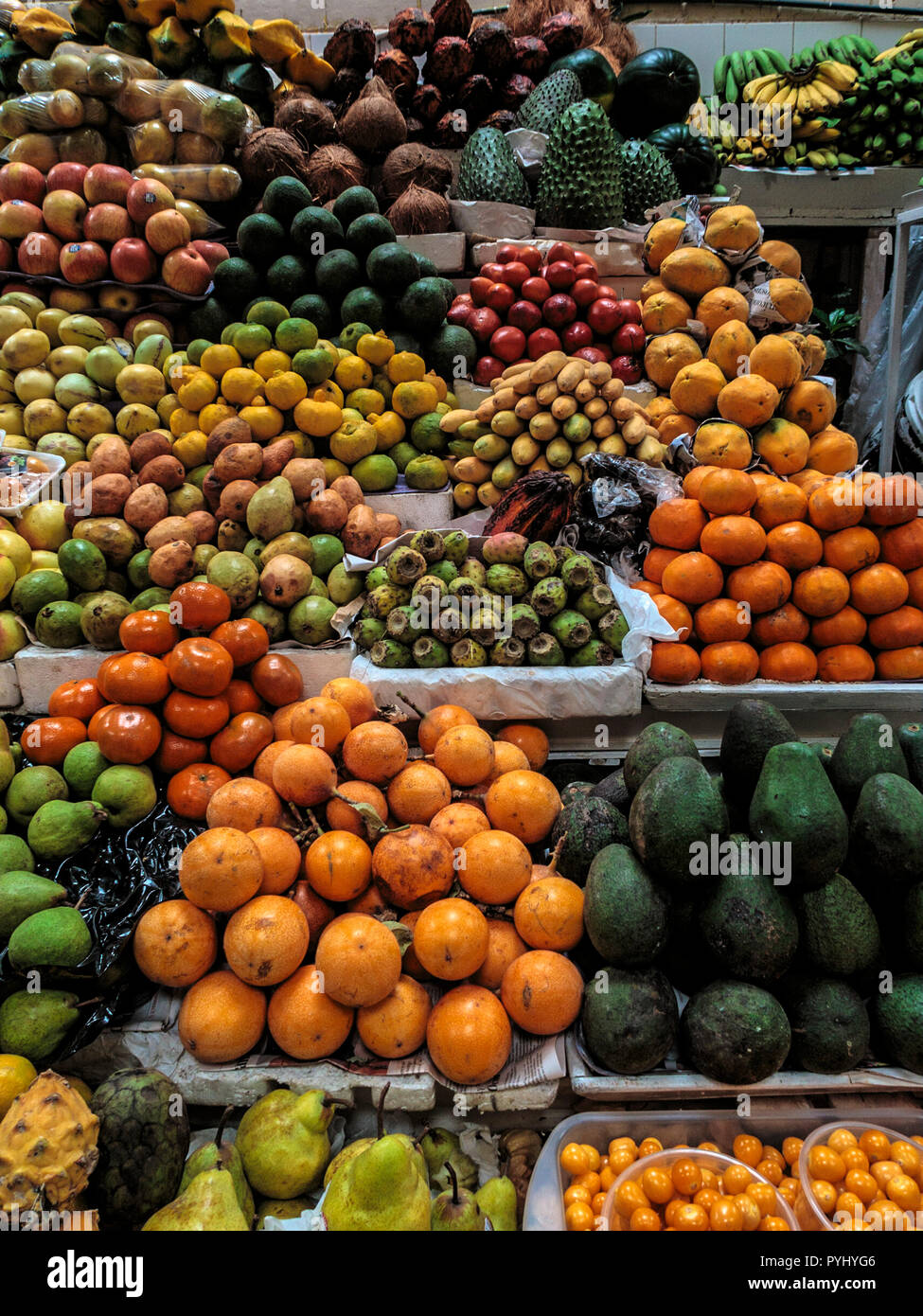 Asorted fruits and vegetables on a market ready to be bought Stock ...