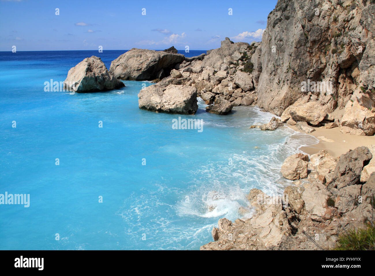 Blue waters of Kathisma beach , Lefkada, Ionian Islands, Greece Stock ...
