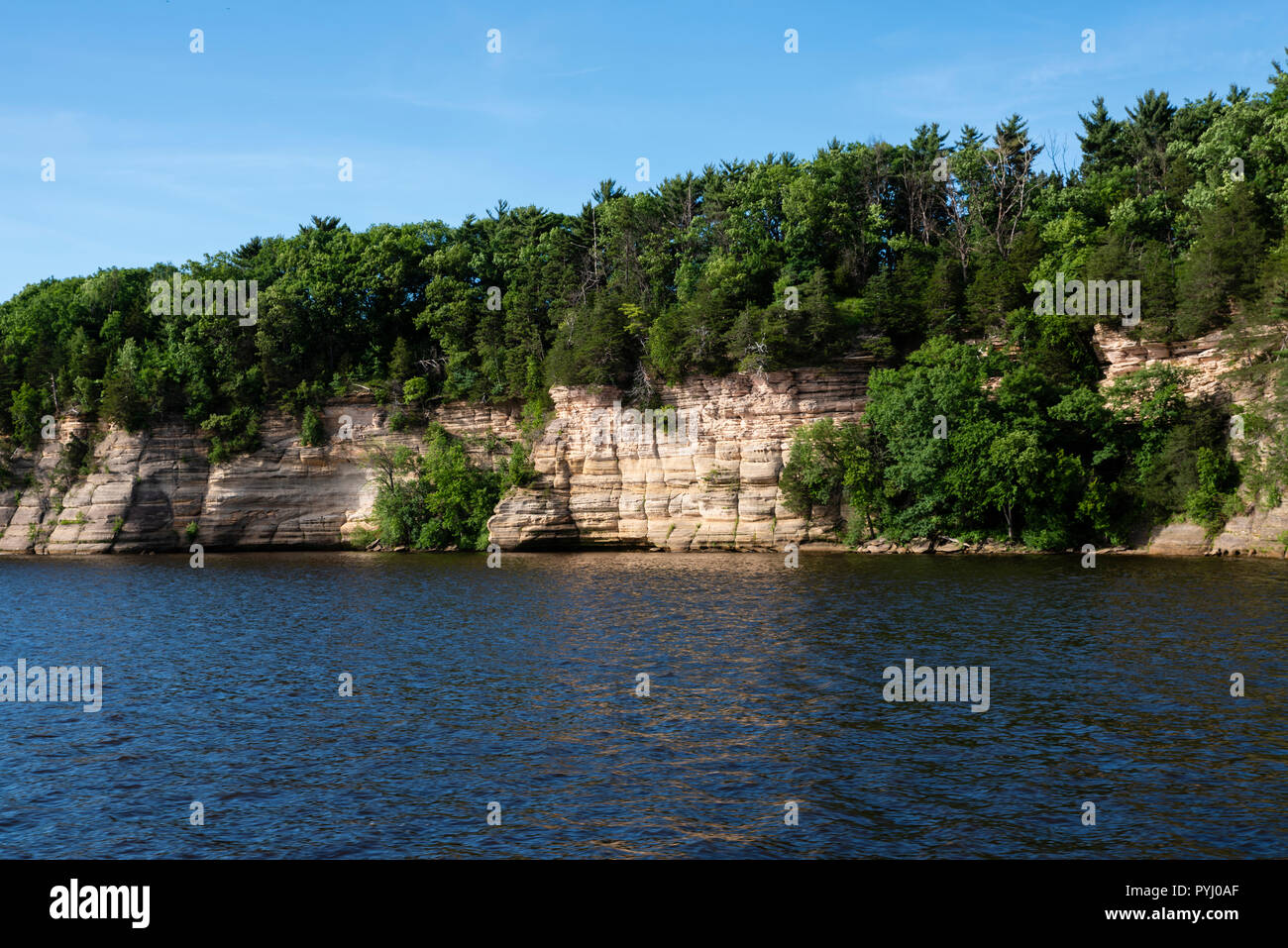 Eroded rock formations that make the Wisconsin Dells a tourist ...