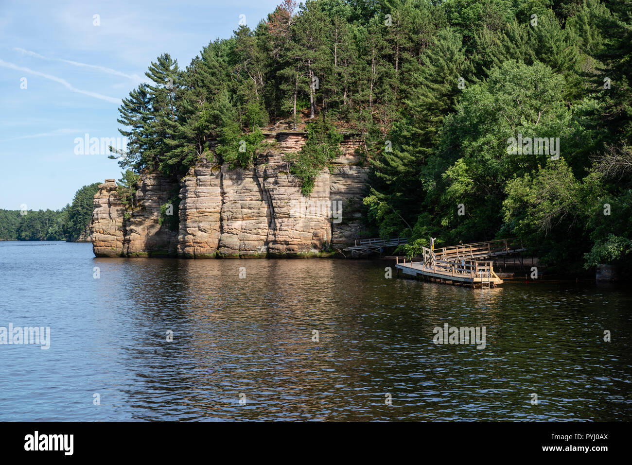 Eroded rock formations that make the Wisconsin Dells a tourist ...