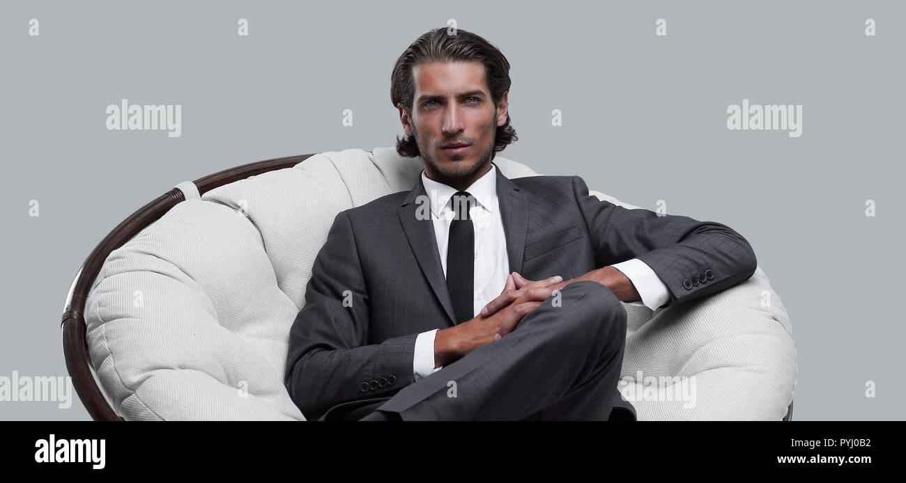 successful businessman sitting in chair Stock Photo - Alamy successful businessman sitting in chair Stock Photo - Alamy