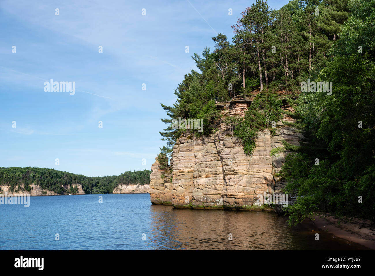 Eroded rock formations that make the Wisconsin Dells a tourist ...