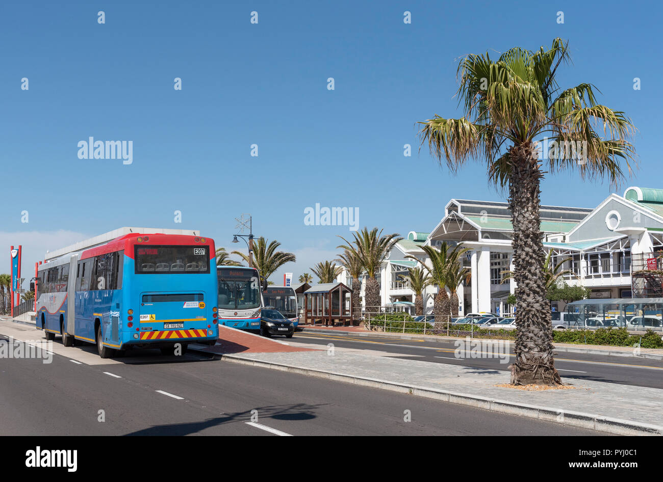 Cape Town, South Africa. The Myciti bus service stop on the V&A ...