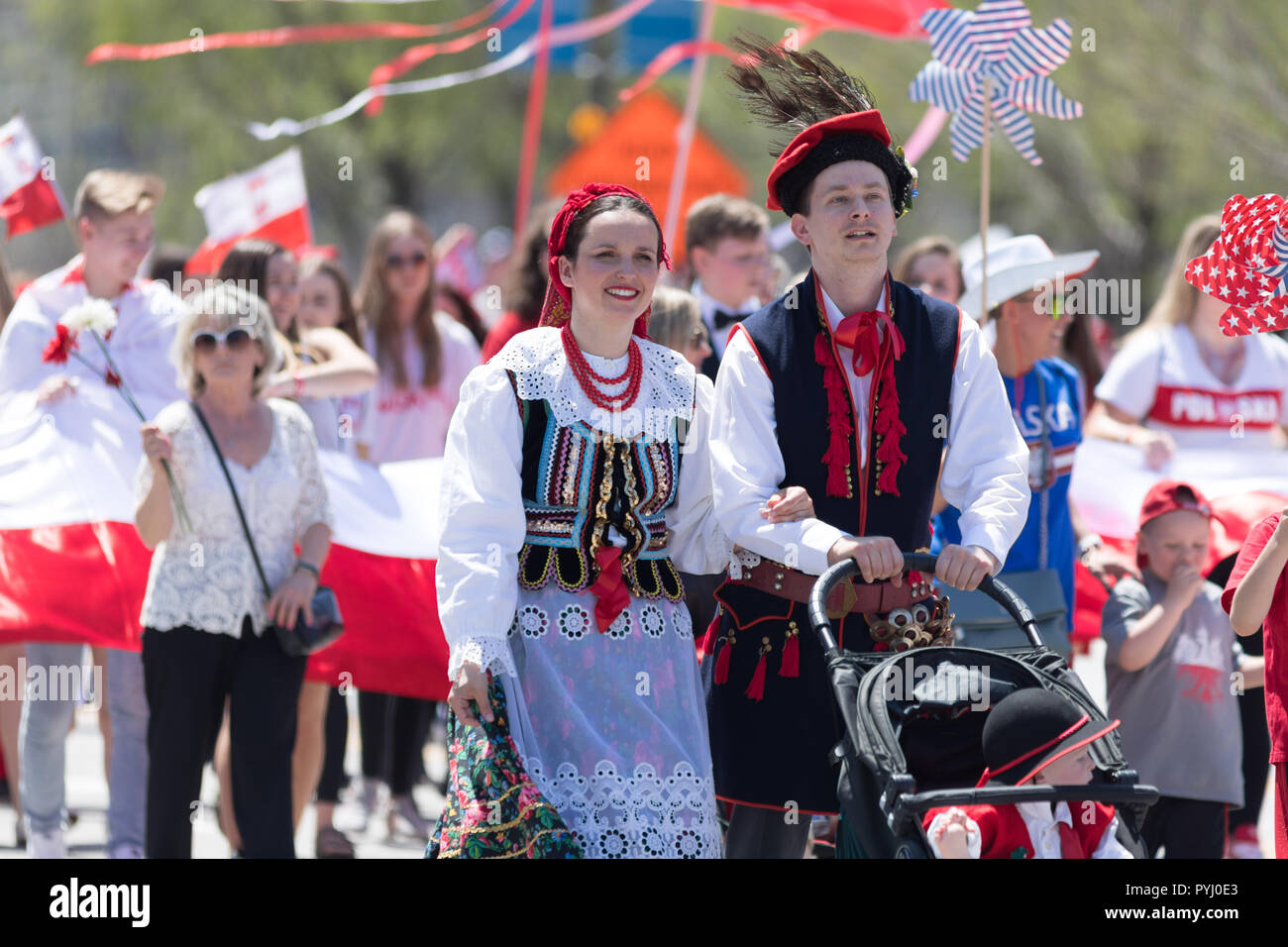 Chicago, Illinois, USA - May 5, 2018: The Polish Constitution Day ...