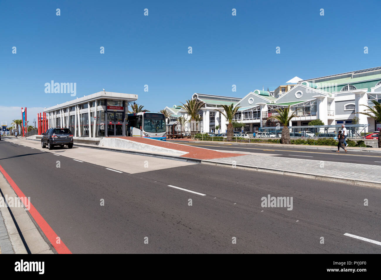 Cape Town, South Africa. The Myciti bus service stop on the V&A ...