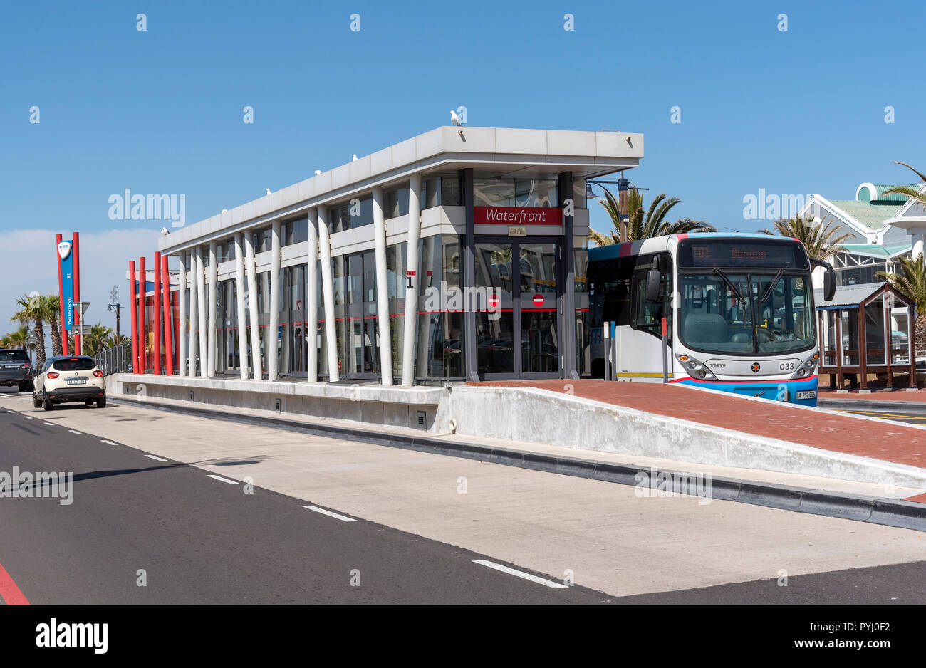 Cape Town, South Africa. The Myciti bus service stop on the V&A ...