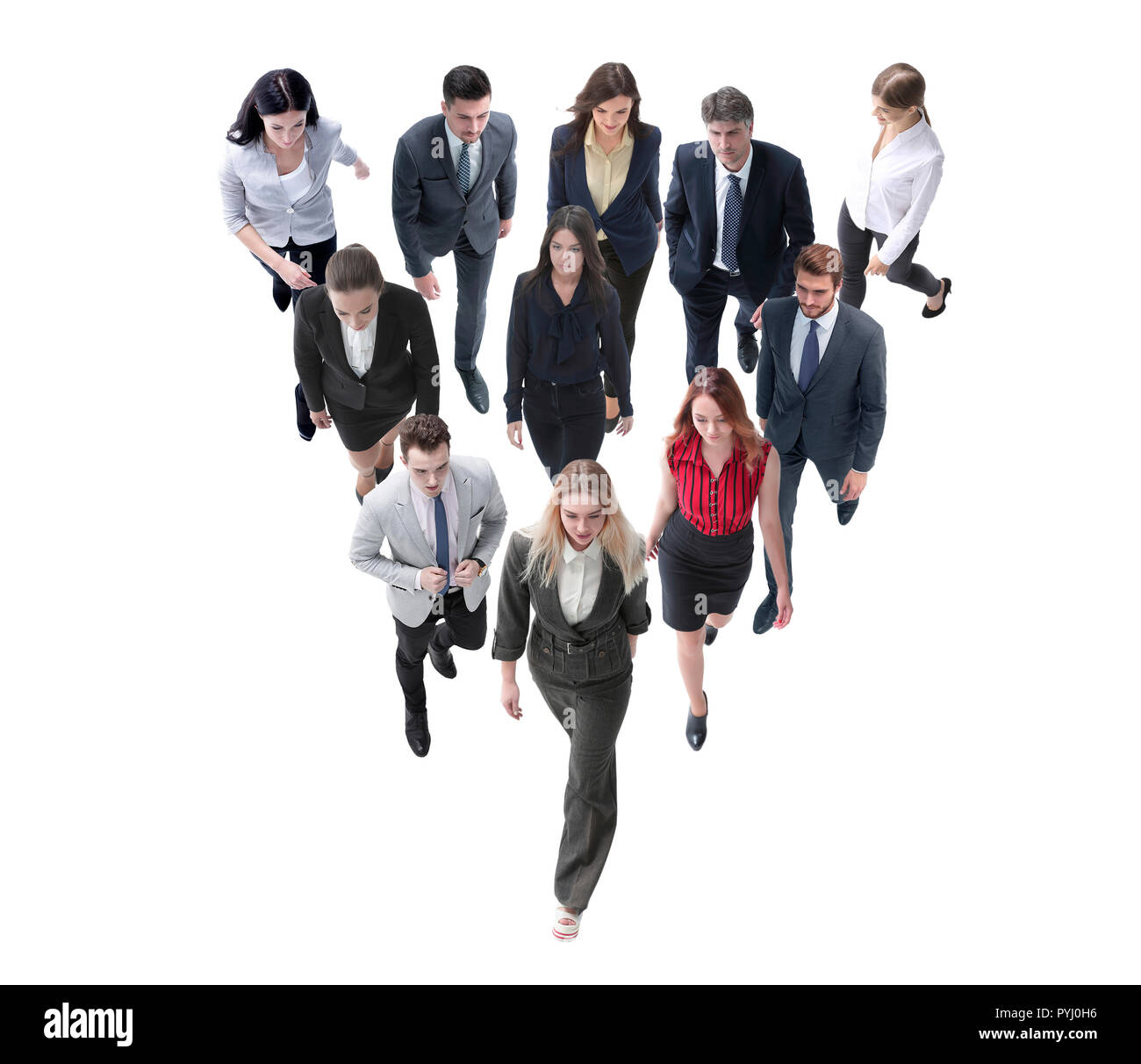 going business people behind the leader. isolated on white Stock Photo ...