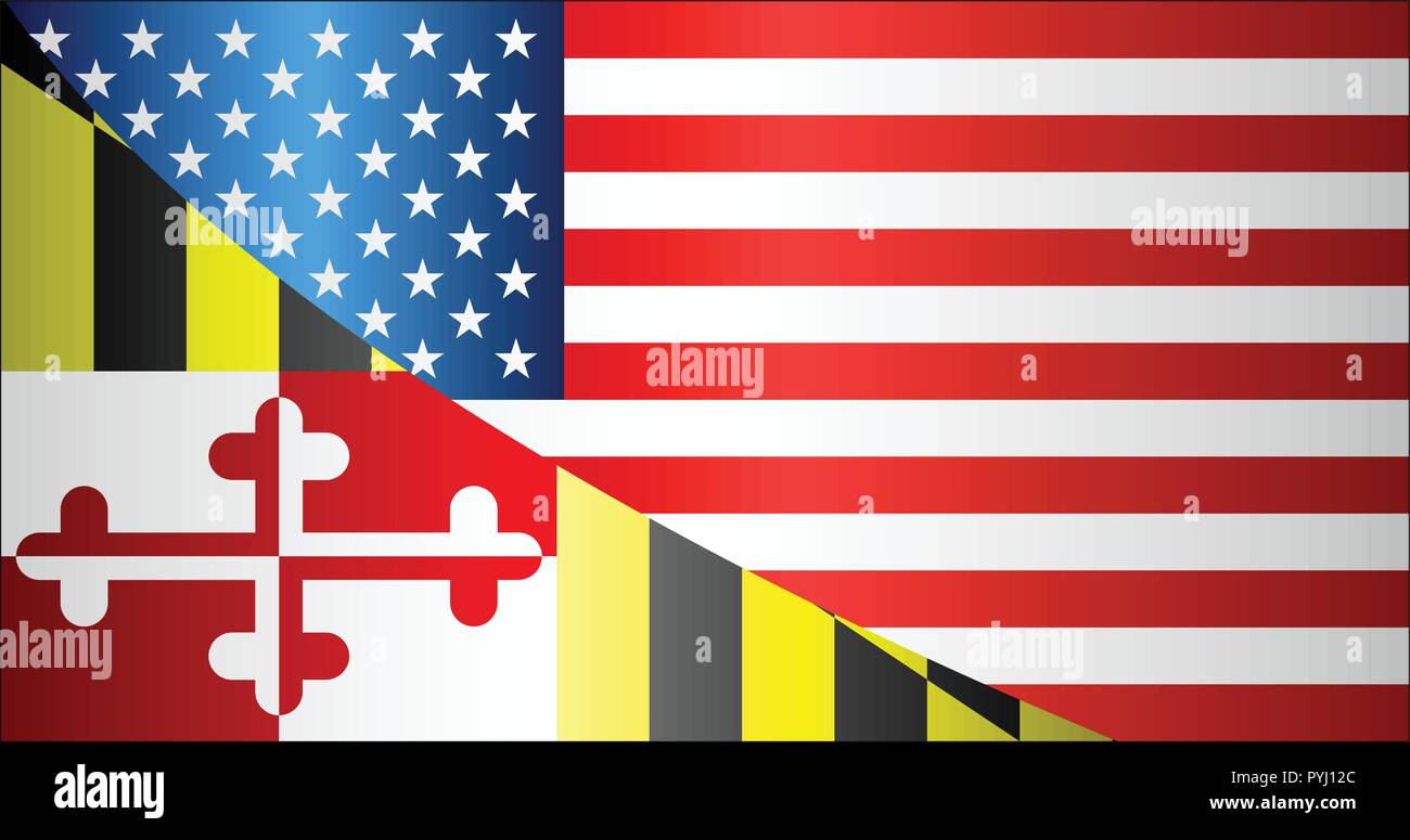Flag of USA and Maryland state - Illustration, Mixed Flags of the USA ...