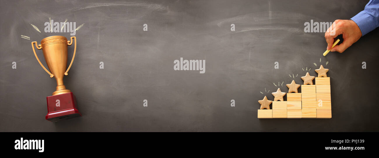 concept banner of setting a five star goal. increase rating or ranking ...