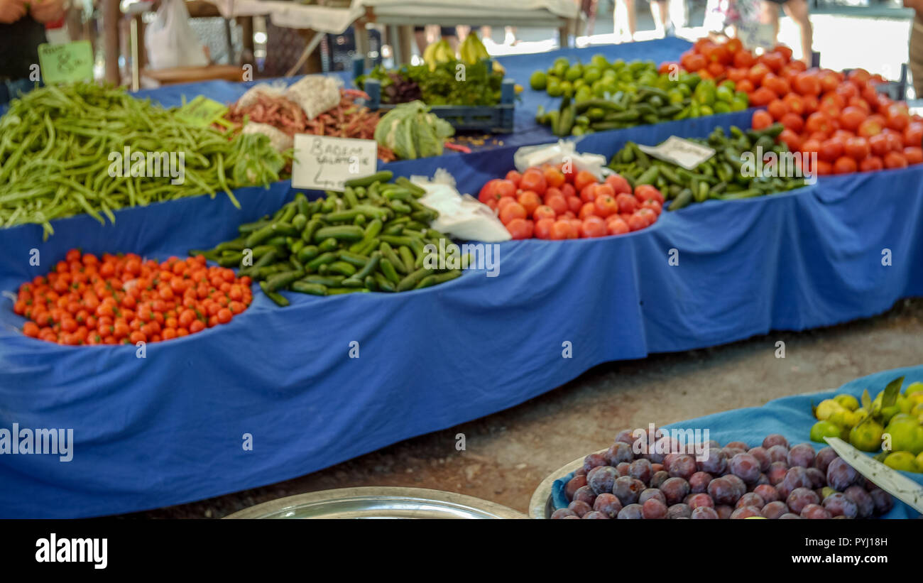 Beautiful Colours of Fresh Fruit and Veg on Turkish Market Stall Stock ...