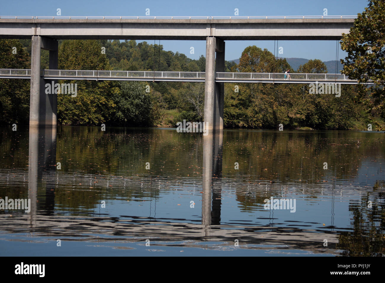 Large bridge over James River on Blue Ridge Parkway, Virginia, with ...