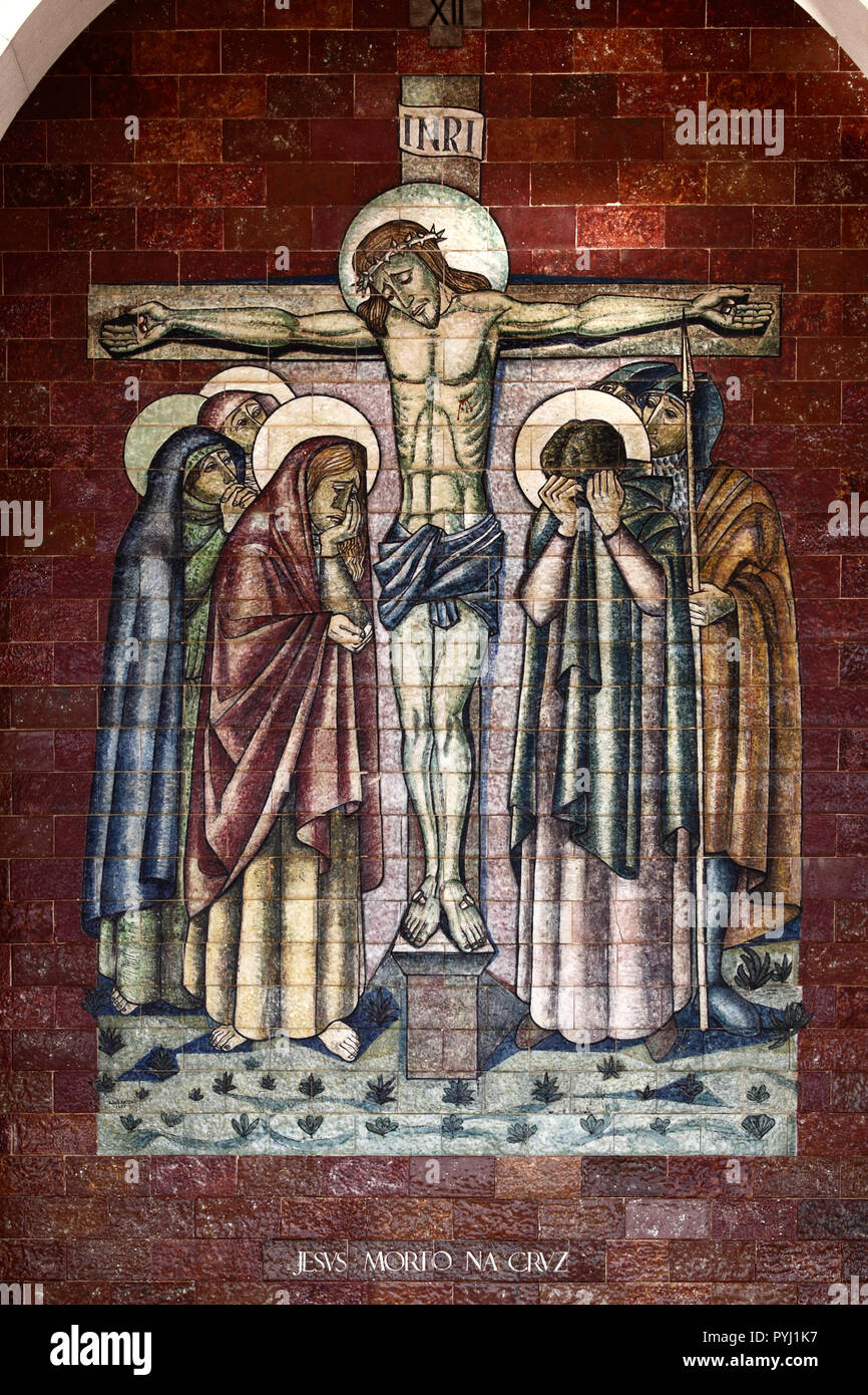 Stations of the Cross:Jesus died on the cross; A panel of Portuguese ...