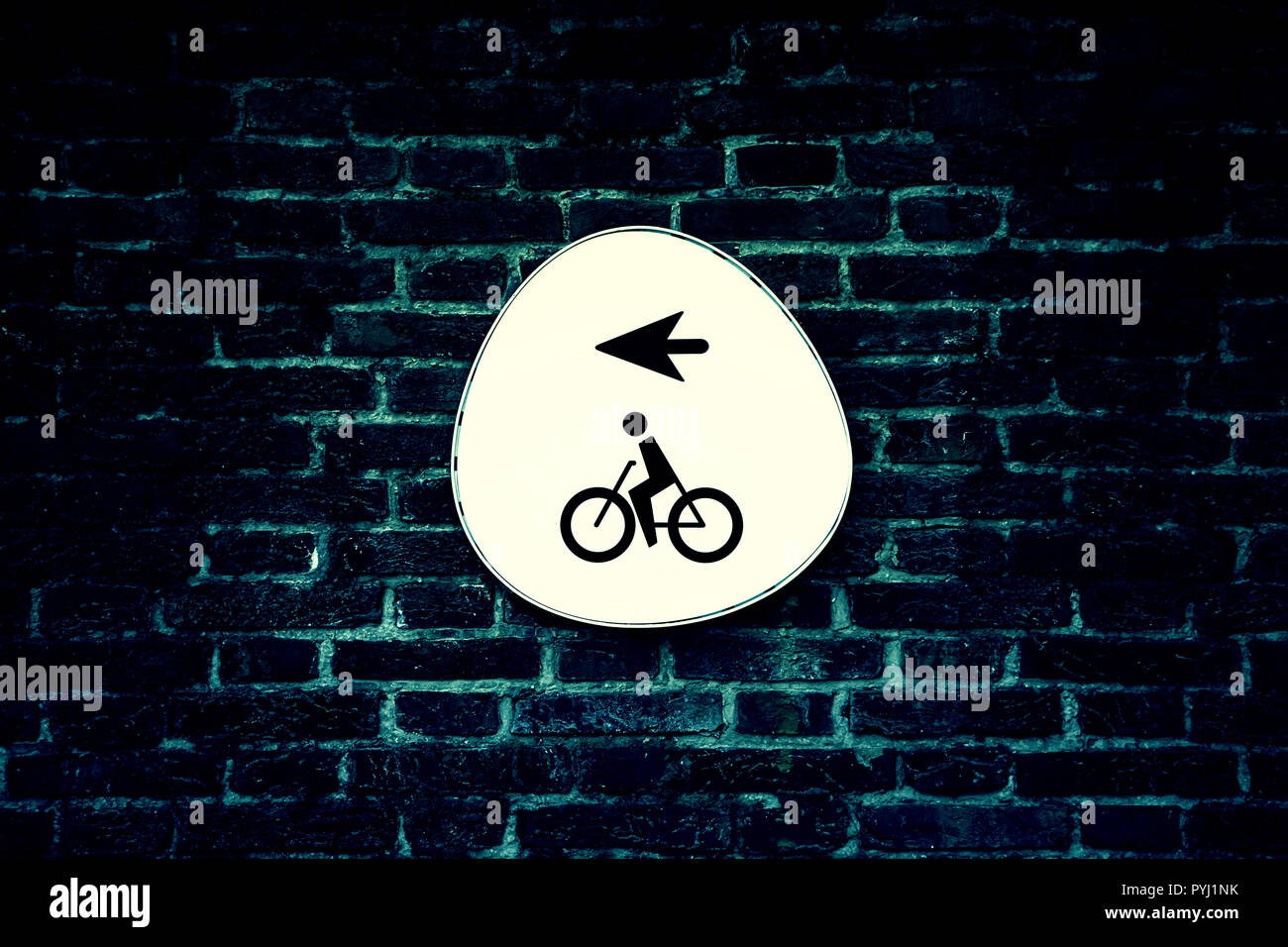 Bike sign blue arrow direction transport cycle lane hi-res stock ...
