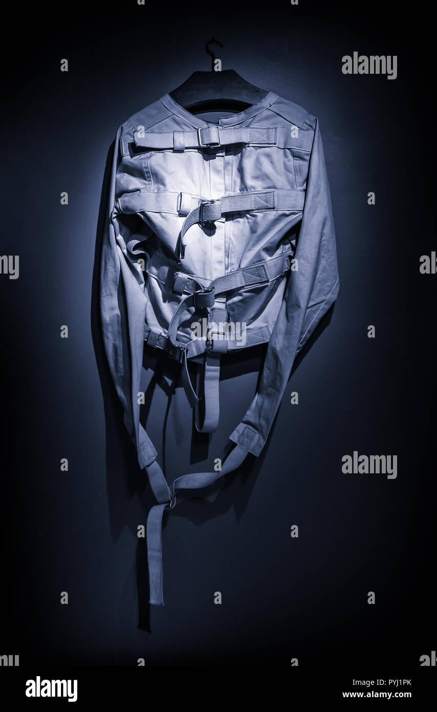 Old psychiatric straitjacket, mental hospital detail, psychosis Stock ...
